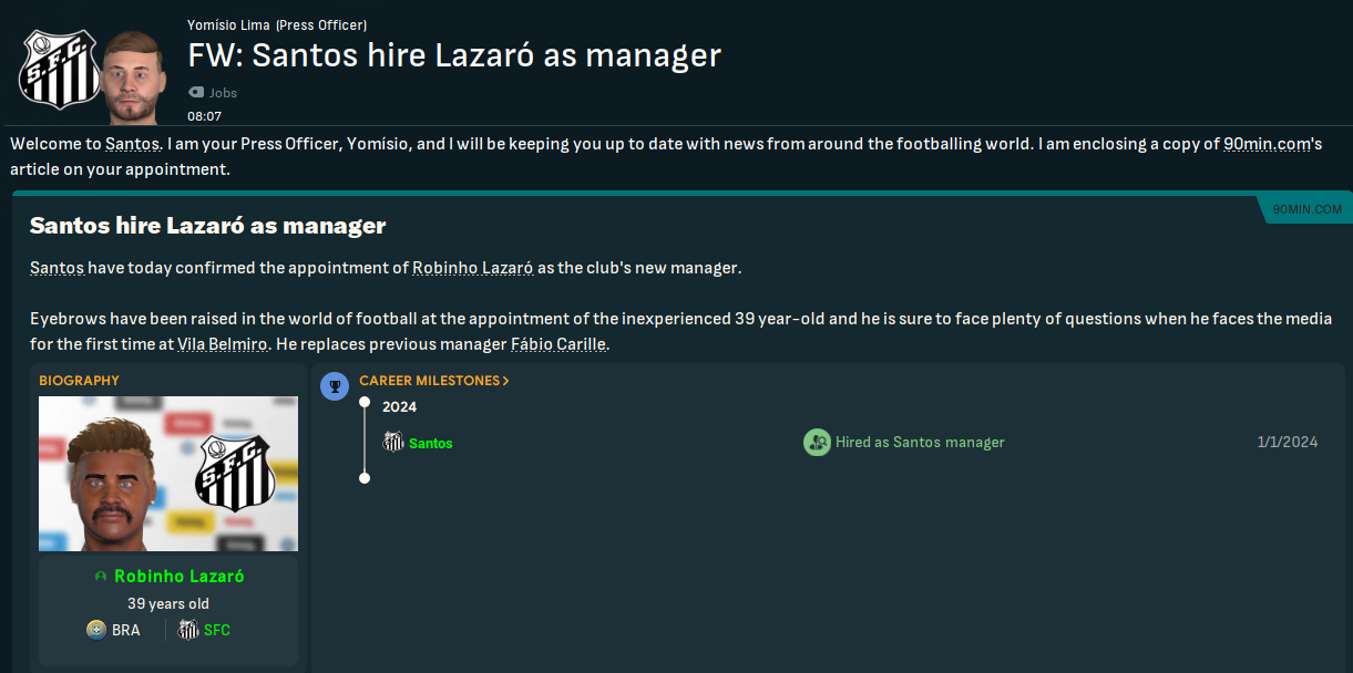 Salvando Santos | Part 1 | A Fallen Giant – Football Manager Addict